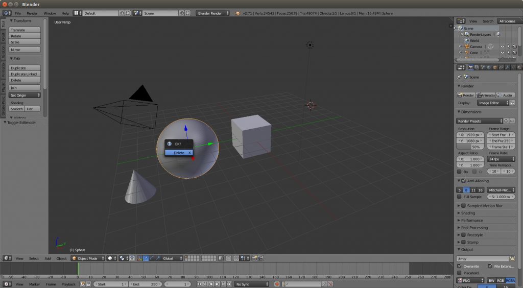 Blender で図形の追加 – Linux & Android Dialy